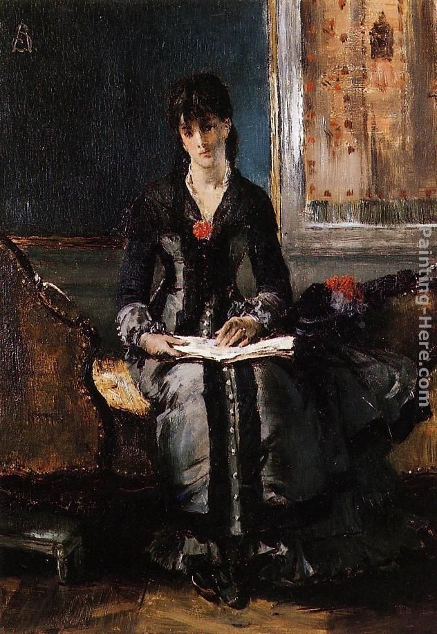Alfred Stevens Portrait of a Young Woman Painting - iPaintingsforsale.com