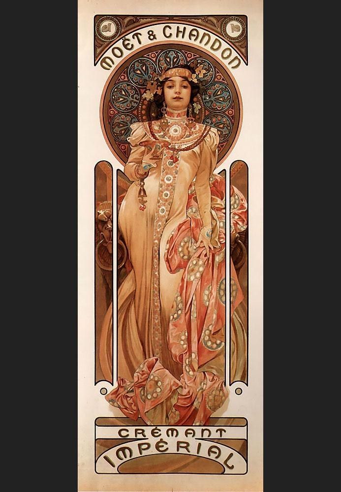 Alphonse Maria Mucha Moet and Chandon Cremant Imperial Painting ...