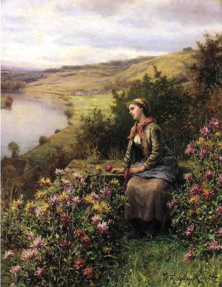 Daniel Ridgway Knight Waiting Painting - iPaintingsforsale.com