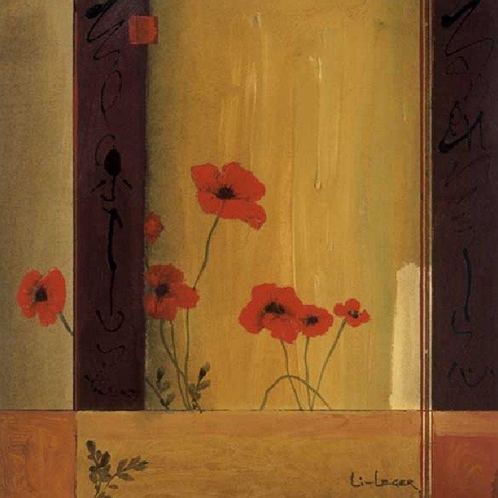 Don Li-Leger Poppy Tile II Painting - iPaintingsforsale.com