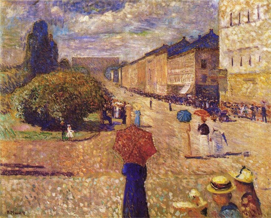 Edvard Munch Spring Day on Karl Johan Street Painting ...