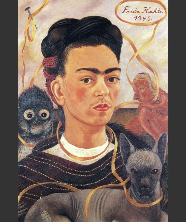 Frida Kahlo Self Portrait with Small Monkey Painting ...