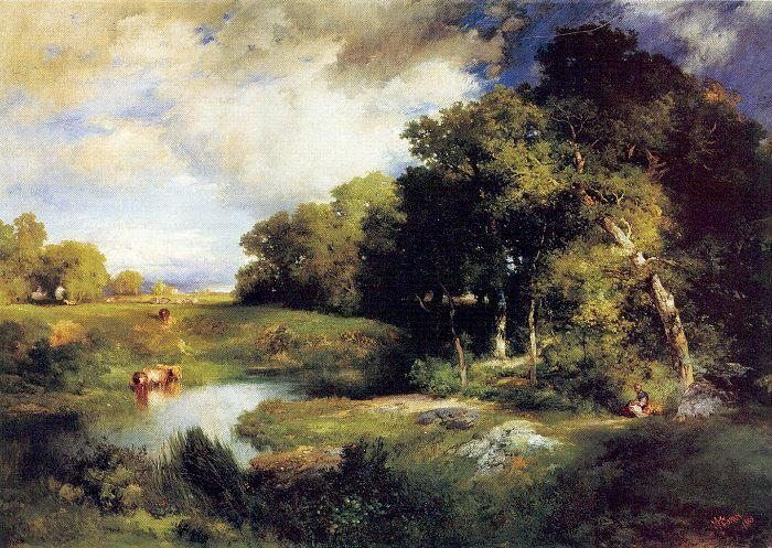 Thomas Moran A Pastoral Landscape Painting - iPaintingsforsale.com