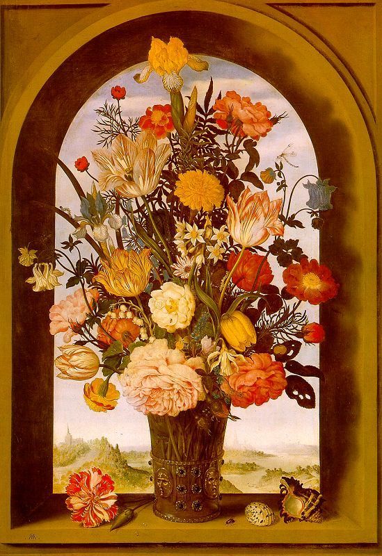 Unknown Artist bosschaert Flower Vase in a Window Niche Painting ...