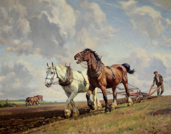 Wright Barker Ploughing The Fields Painting - iPaintingsforsale.com