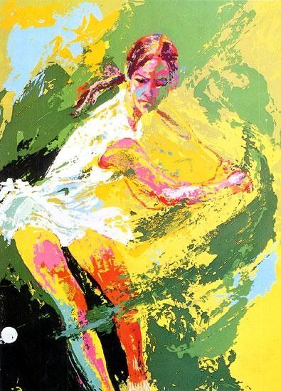 Leroy Neiman Backhand Chris Evert Painting - iPaintingsforsale.com