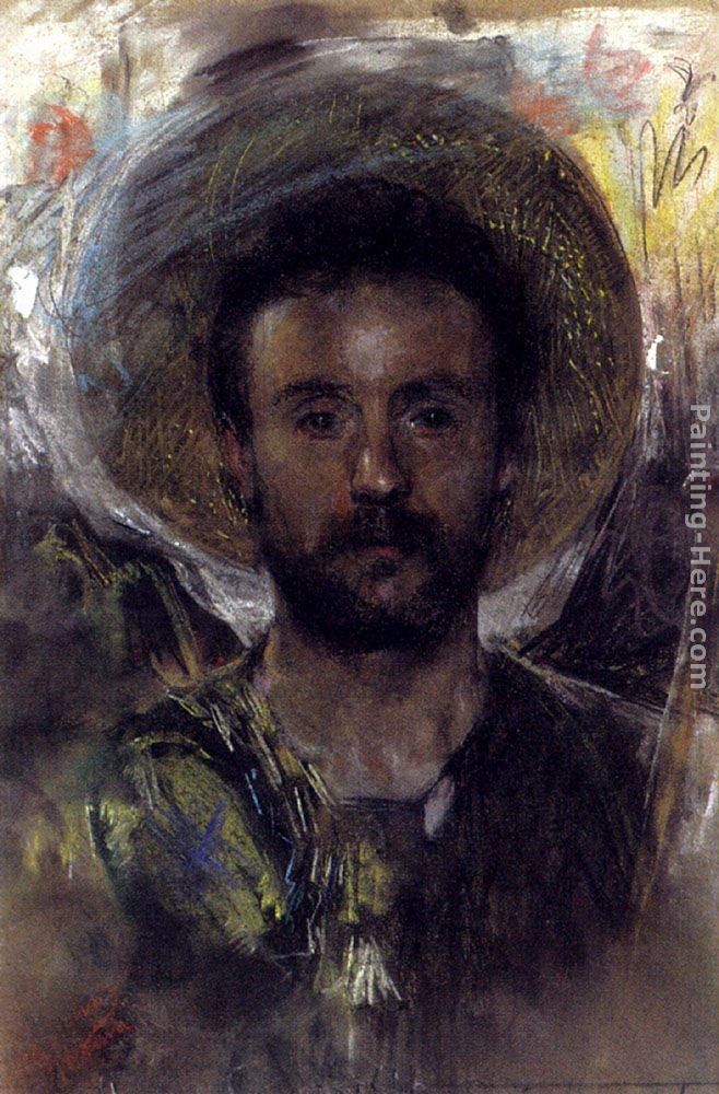 Antonio Mancini Self-portrait Painting - iPaintingsforsale.com