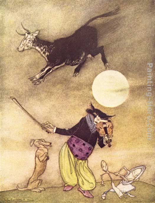 Arthur Rackham Mother Goose The Cow Jumped Over the Moon Painting ...