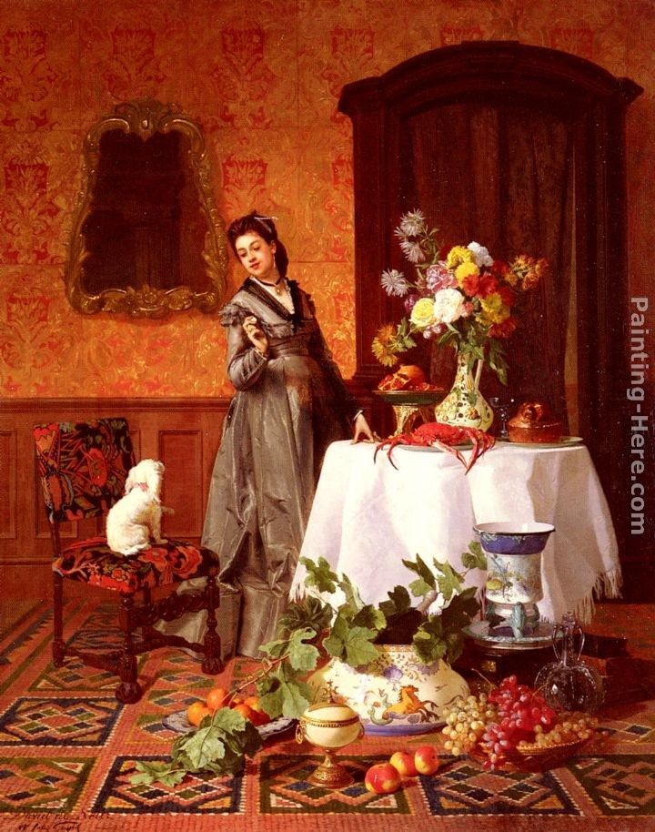 David Emile Joseph de Noter The Lady's Obedient Dog Painting ...