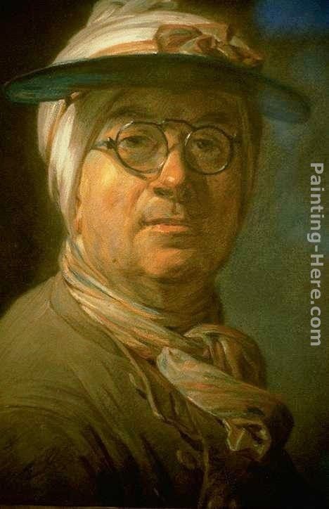 Jean Baptiste Simeon Chardin Self Portrait with an Eye-shade Painting ...