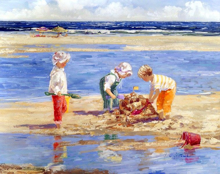 Sally Swatland Sand Castle Day Painting 50% off - iPaintingsforsale.com