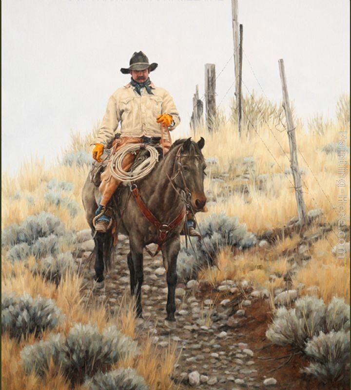 Unknown Artist lone cowboy Painting 50% off - iPaintingsforsale.com
